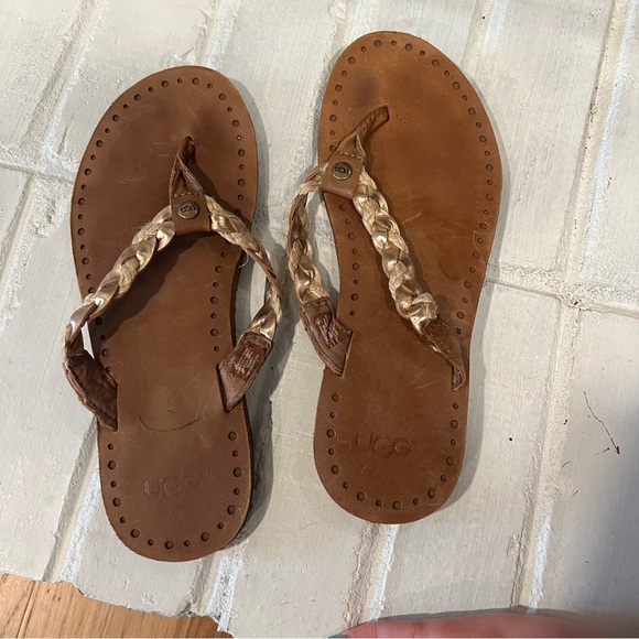 UGG | Shoes | Ugg Navie Braided Leather Flip Flops | Poshmark